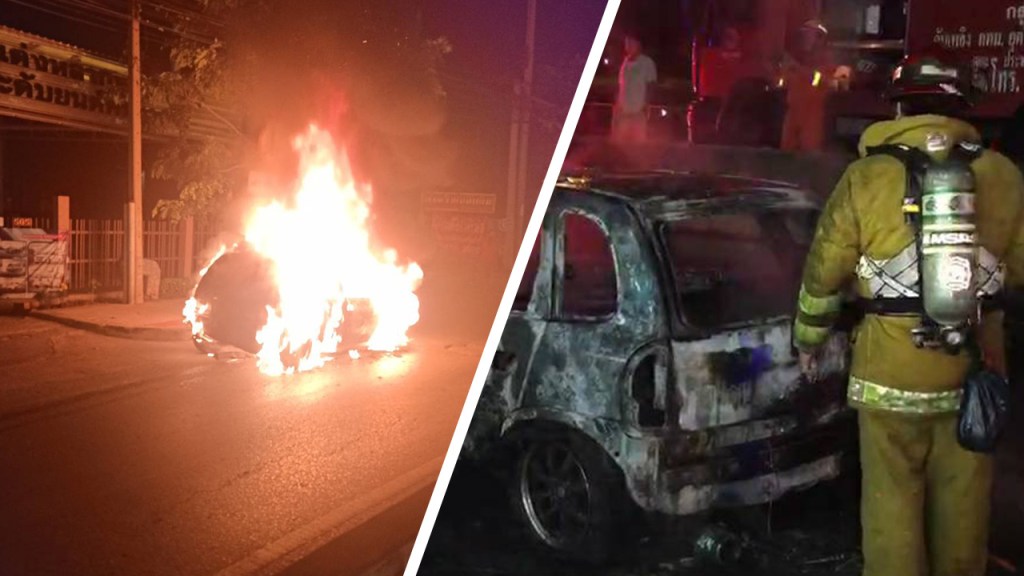 Driver flees blazing car after crash - Thai Newsroom